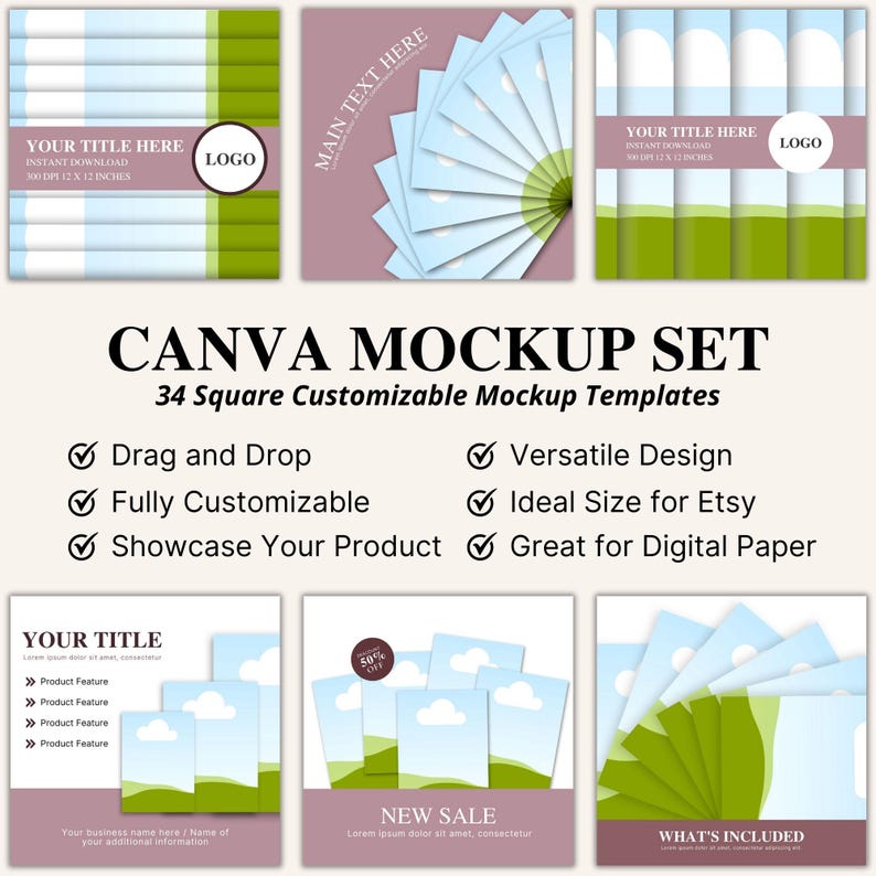 Canva Mockup TEMPLATE for Etsy Seller Template to Sell Ebook Mock up ...