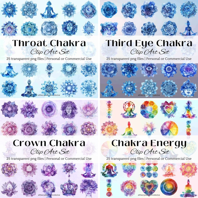BUNDLE 7 Chakras CLIP ART Set Holistic Energy Healer Clipart Marketing ...