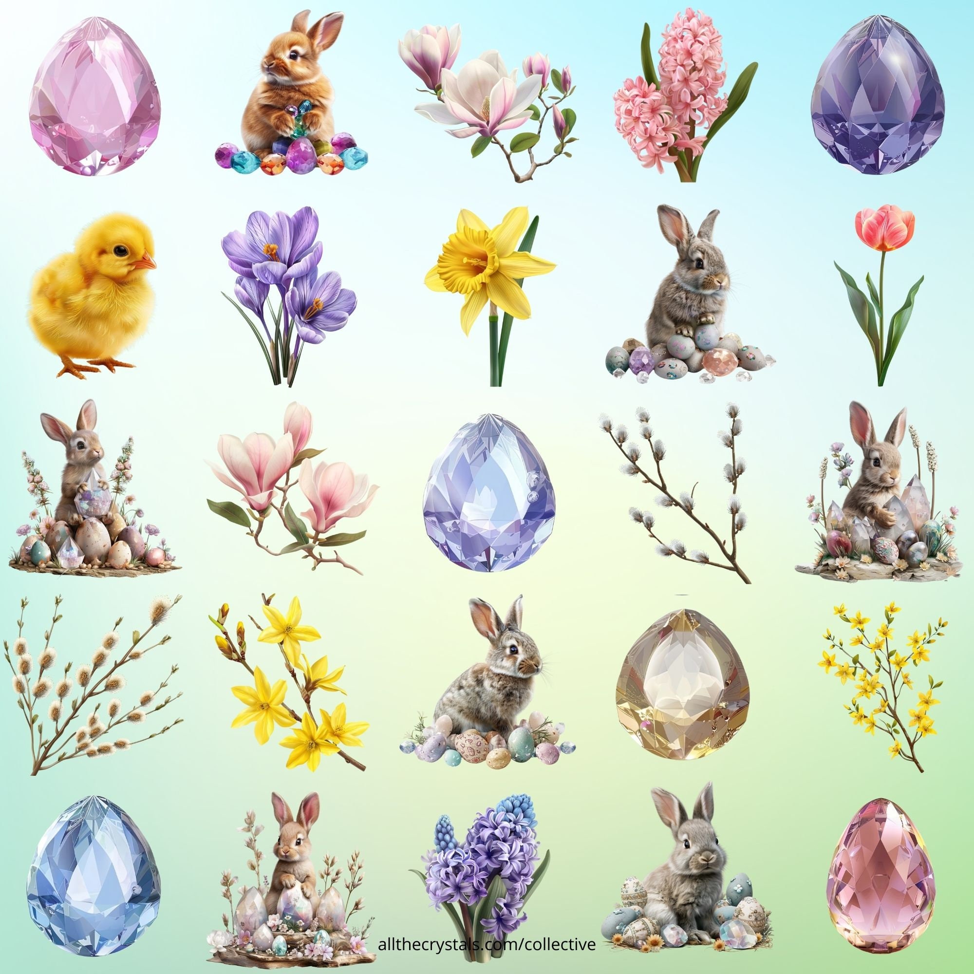 SPRING + OSTARA EASTER Clip Art Set Crystal Metaphysical Theme ...