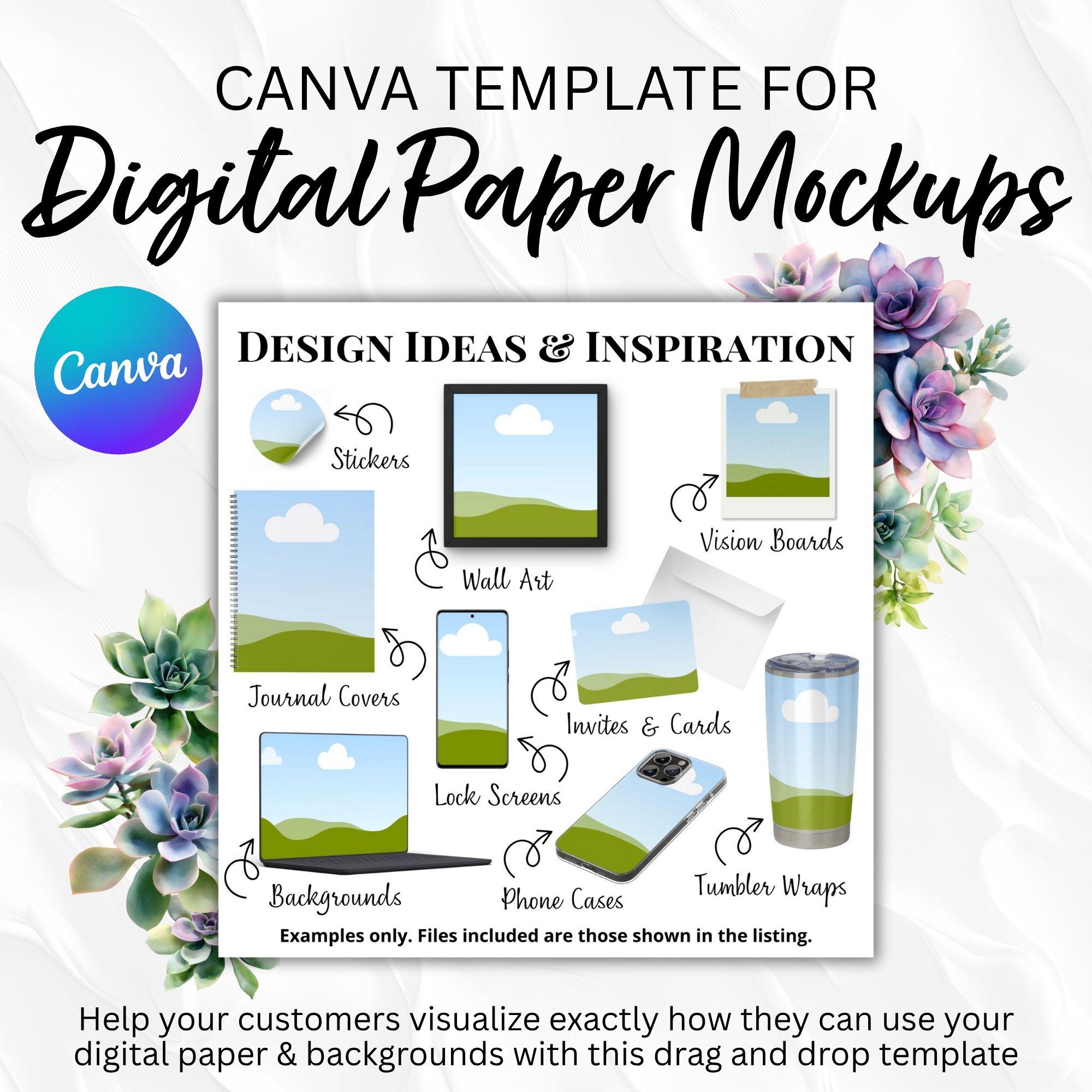 Digital Paper Mockup CANVA TEMPLATE Editable Drag‑and‑drop Display for ...