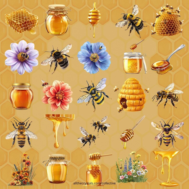 Honey Bee CLIP ART Commercial Use Instant Download Watercolor Honeybee ...