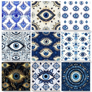 Evil Eye DIGITAL PAPER Spiritual Theme Graphic Energy Protection Symbol ...