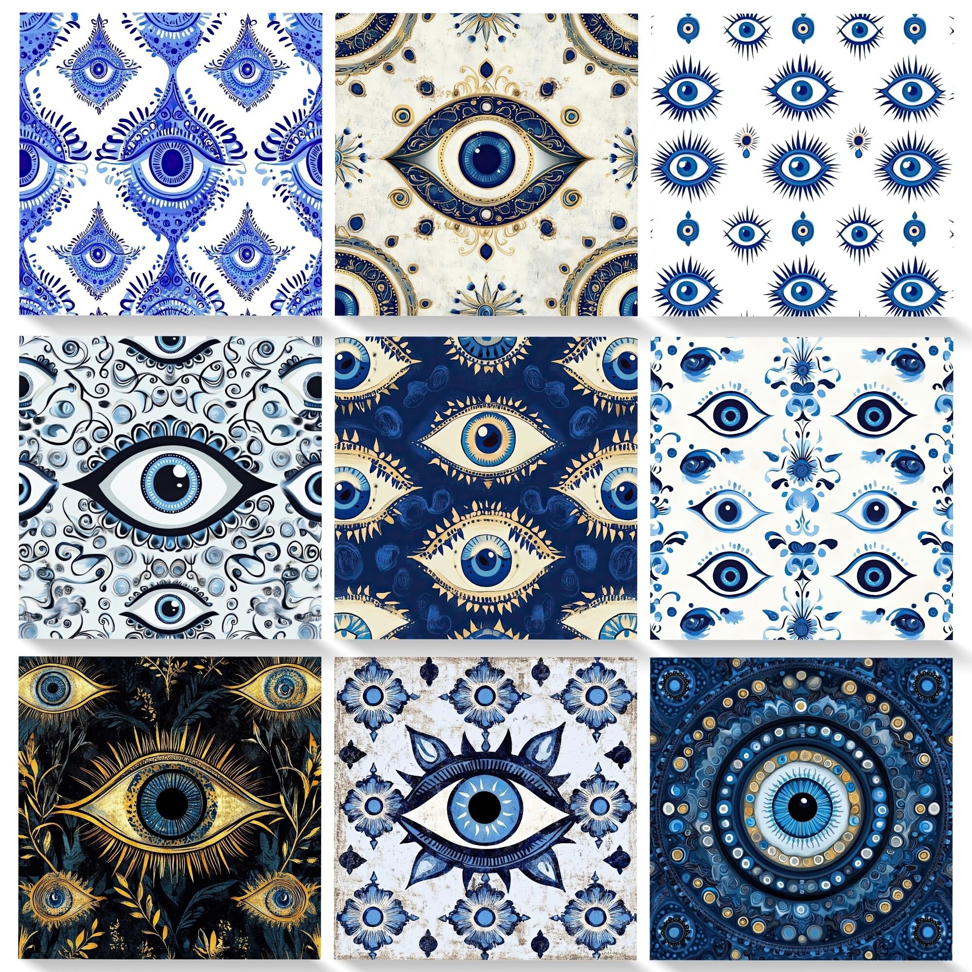 Evil Eye DIGITAL PAPER Spiritual Theme Graphic Energy Protection Symbol ...