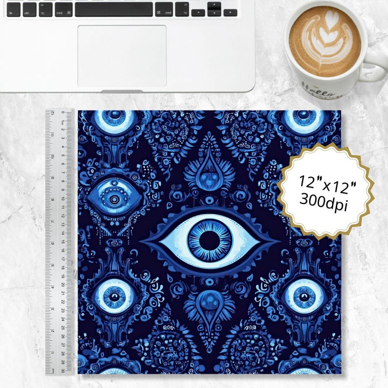 Evil Eye DIGITAL PAPER Spiritual Theme Graphic Energy Protection Symbol ...
