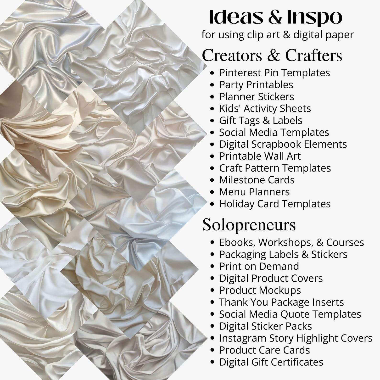 White Satin DIGITAL PAPER Satin Background Printable Craft Paper Luxury ...