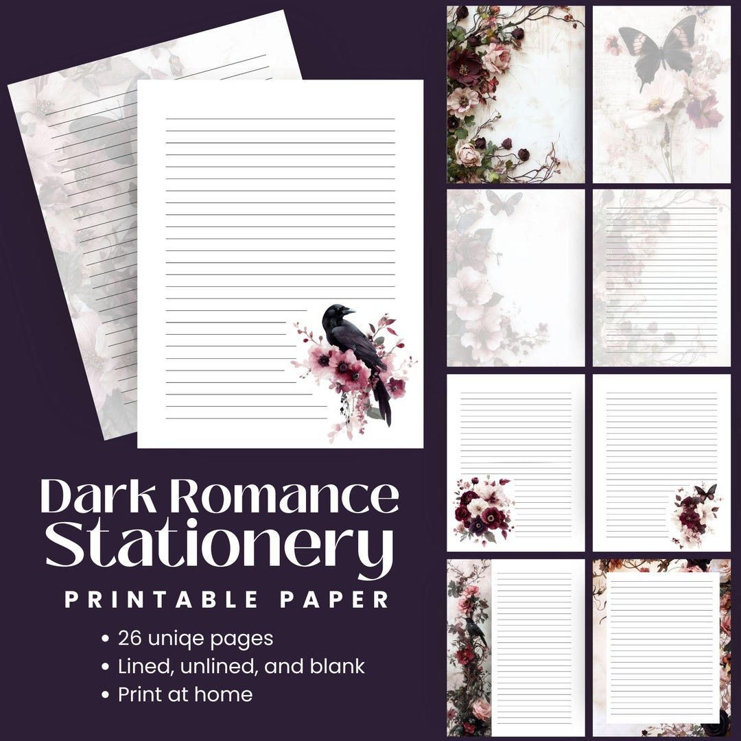 Victorian Goth Stationery: Dark Romance Letter Writing Set (digital ...