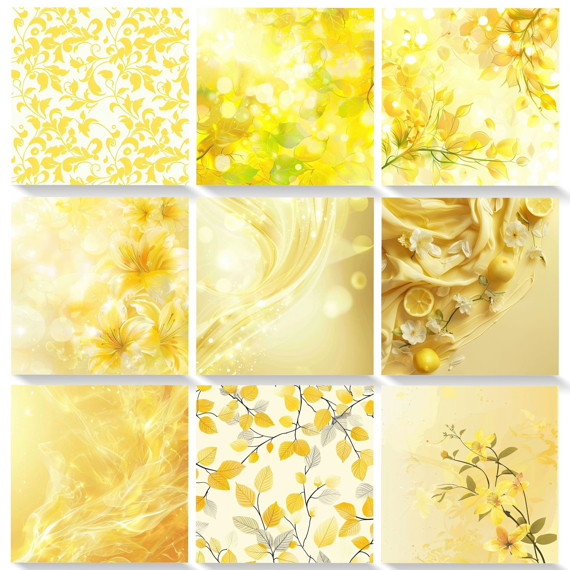 Yellow Digital Paper Instant Download Lemon Yellow Background Light ...