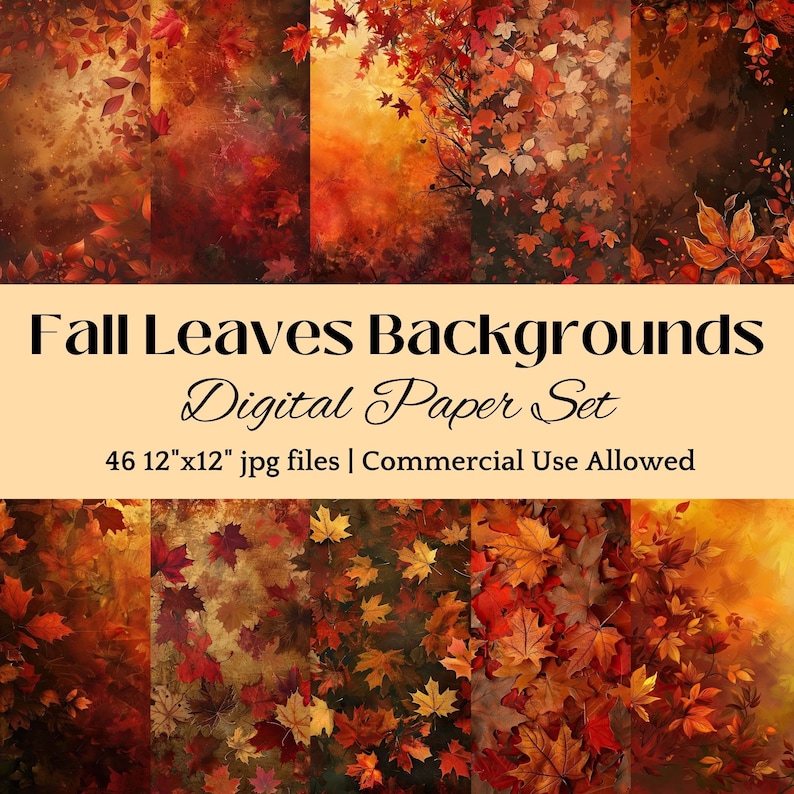 Fall Leaves DIGITAL PAPER Fall Background Autumn Wallpaper Fall Image ...