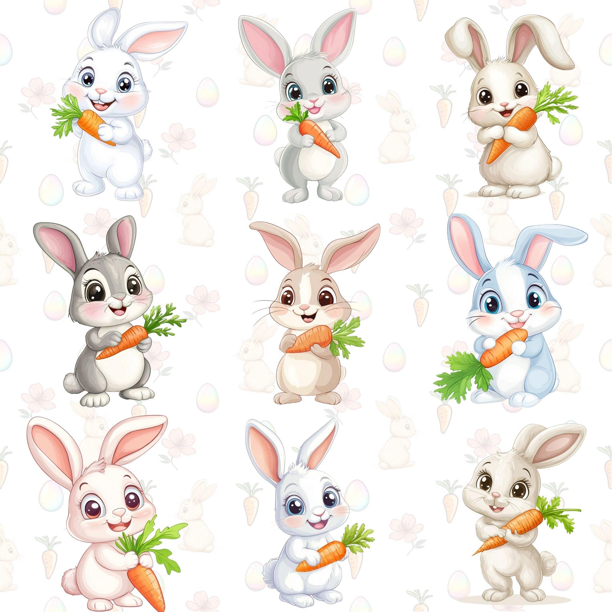 Easter Bunny Holding Carrot CLIPART Easter Cute Bunny Clipart for ...
