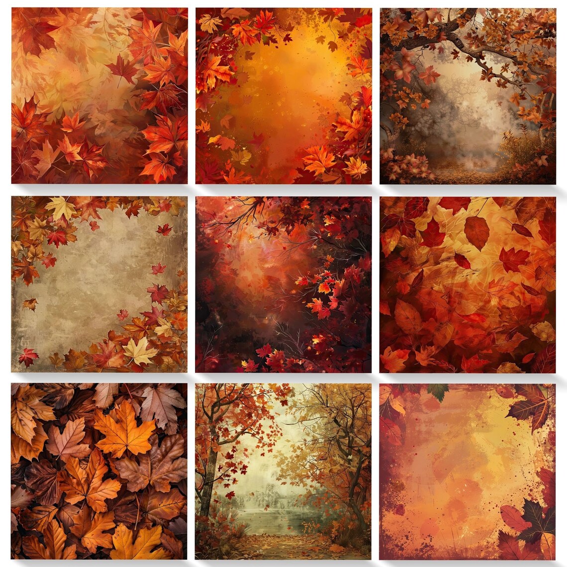 Fall Leaves DIGITAL PAPER Fall Background Autumn Wallpaper Fall Image ...