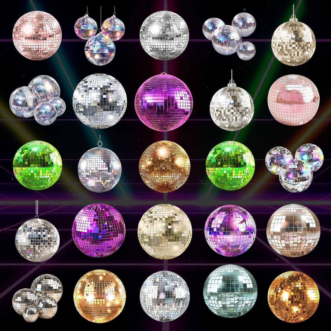 Disco Ball CLIP ART Commercial Use Mirror Ball Png for Invite Retro ...