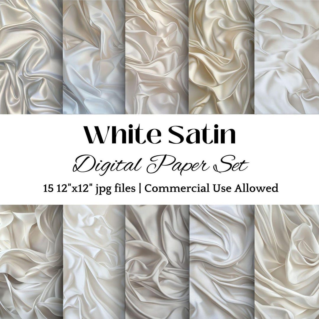 White Satin DIGITAL PAPER Satin Background Printable Craft Paper Luxury ...