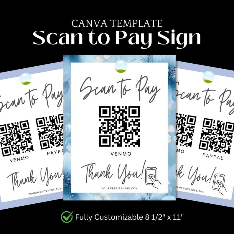 Payment Sign CANVA TEMPLATE QR Code Display for Small Business Venmo ...