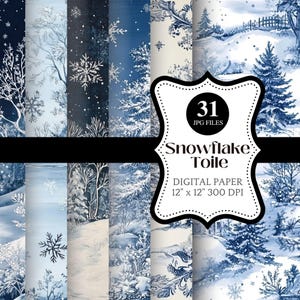 Snowflake DIGITAL PAPER for DIY Crafts Holiday Card Winter Scene Social ...