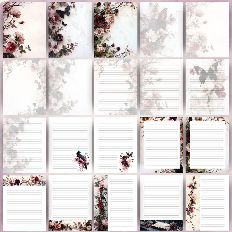 Victorian Goth Stationery: Dark Romance Letter Writing Set (digital ...