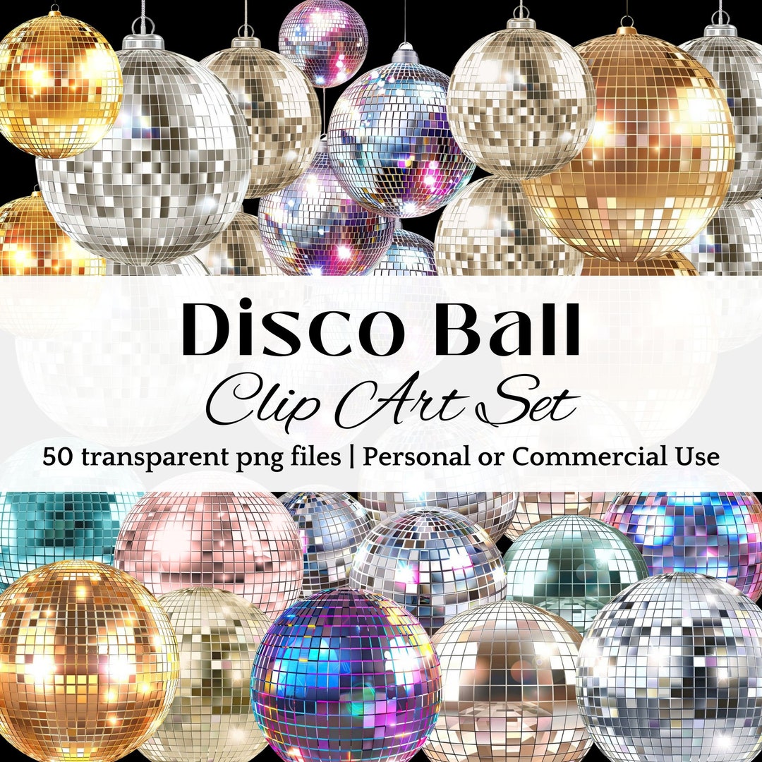 Disco Ball CLIP ART Commercial Use Mirror Ball Png for Invite Retro ...