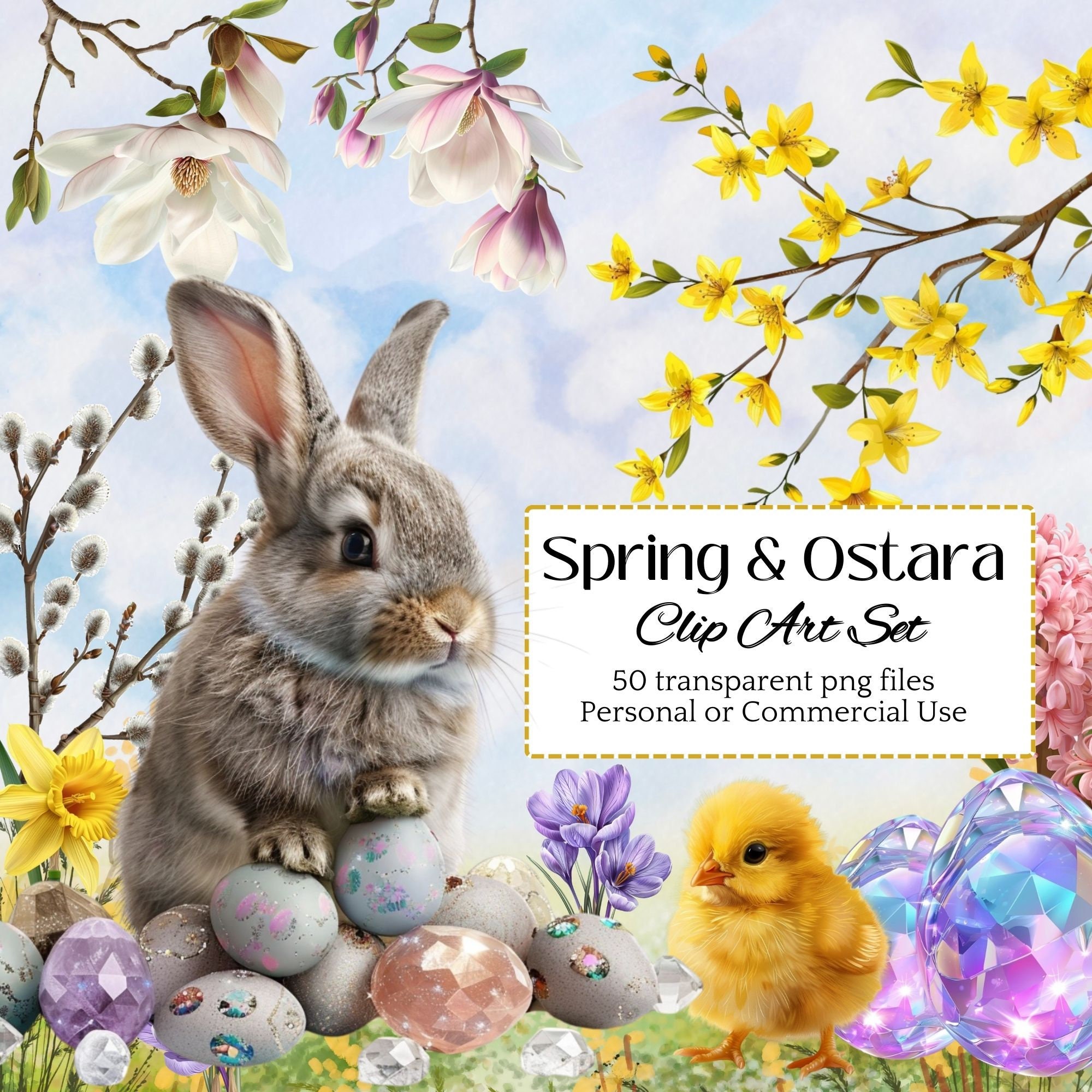 SPRING OSTARA EASTER Clip Art Set Crystals, Metaphysical, Whimsical ...