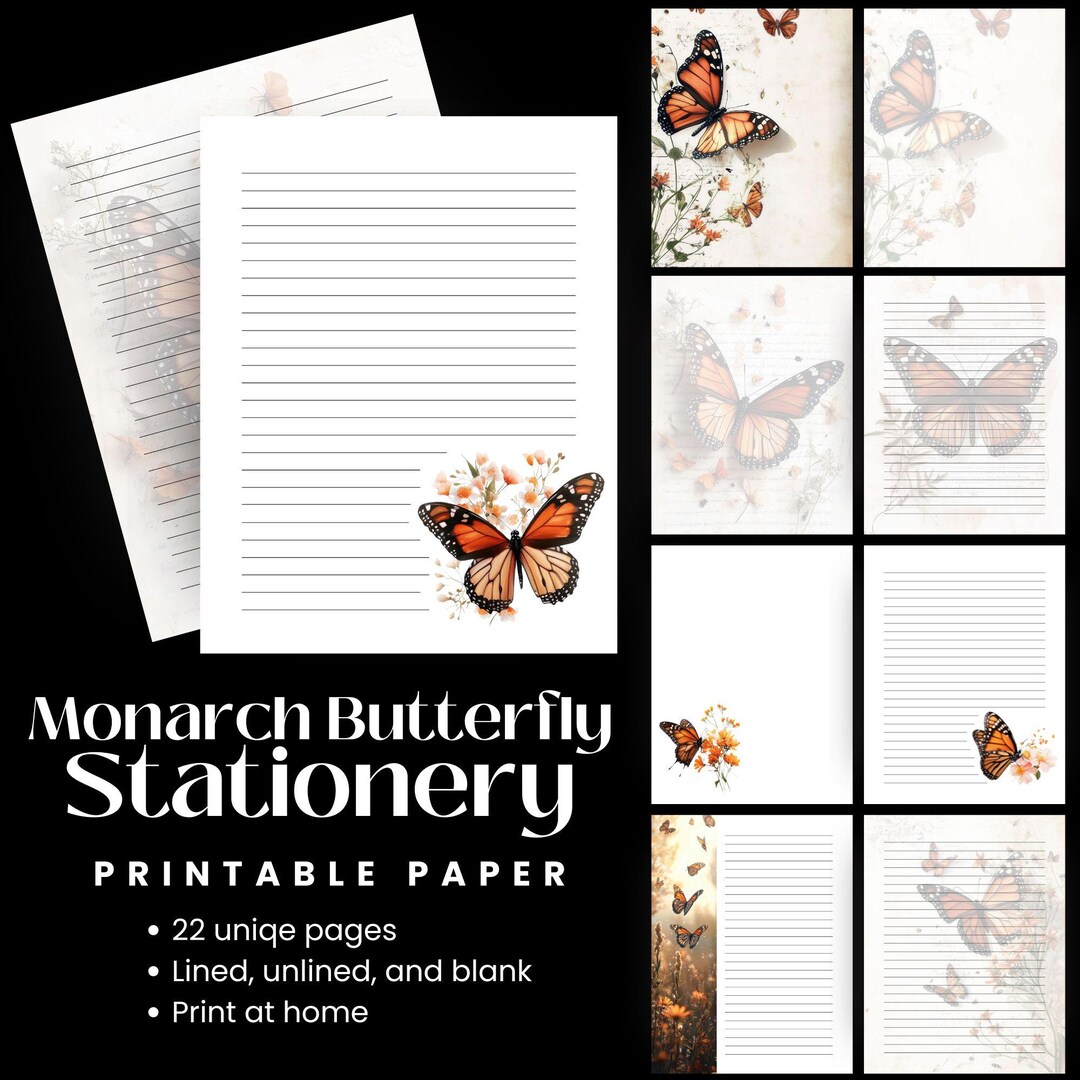 Monarch Butterfly Goth STATIONERY for Book of Shadows Page Grimoire ...