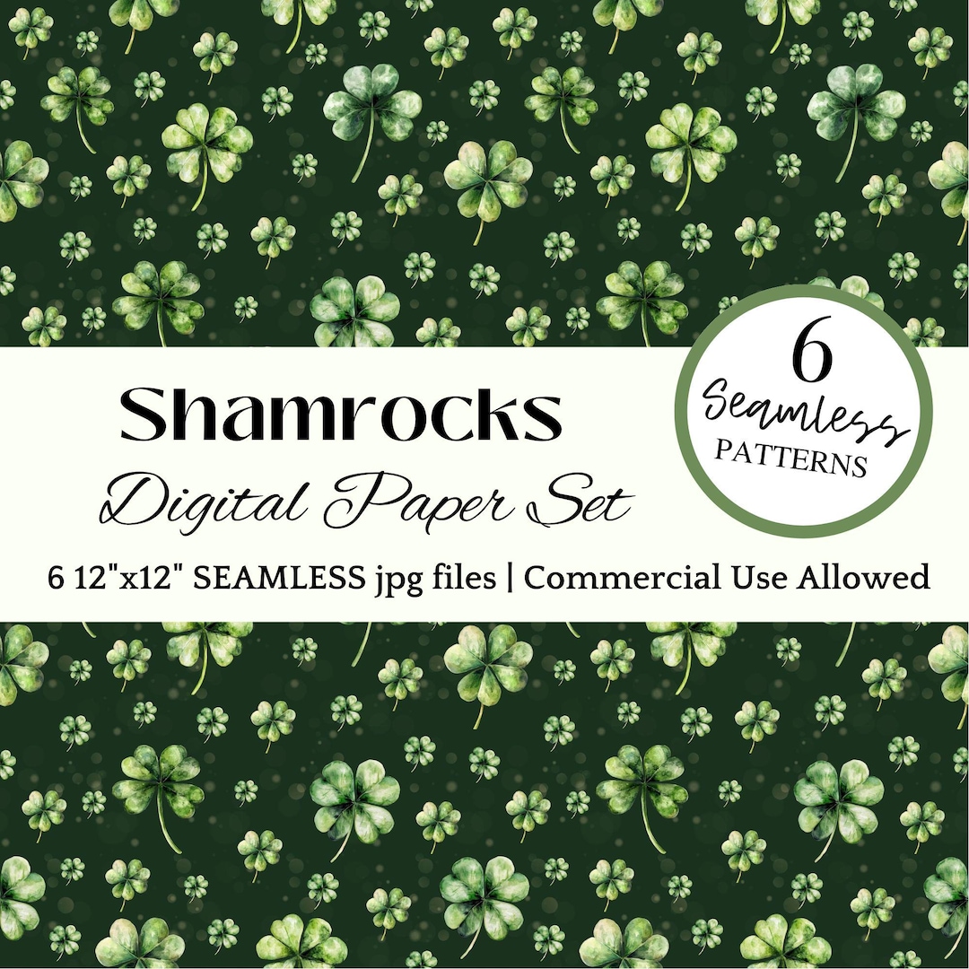 St. Patrick’s Day SEAMLESS Digital Paper – Shamrock Fabric, Irish ...