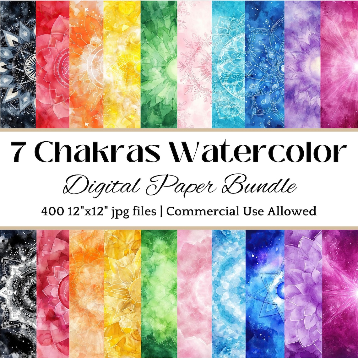 7 Chakras DIGITAL PAPER for Crafting Printable Chakra Scrapbook Paper ...