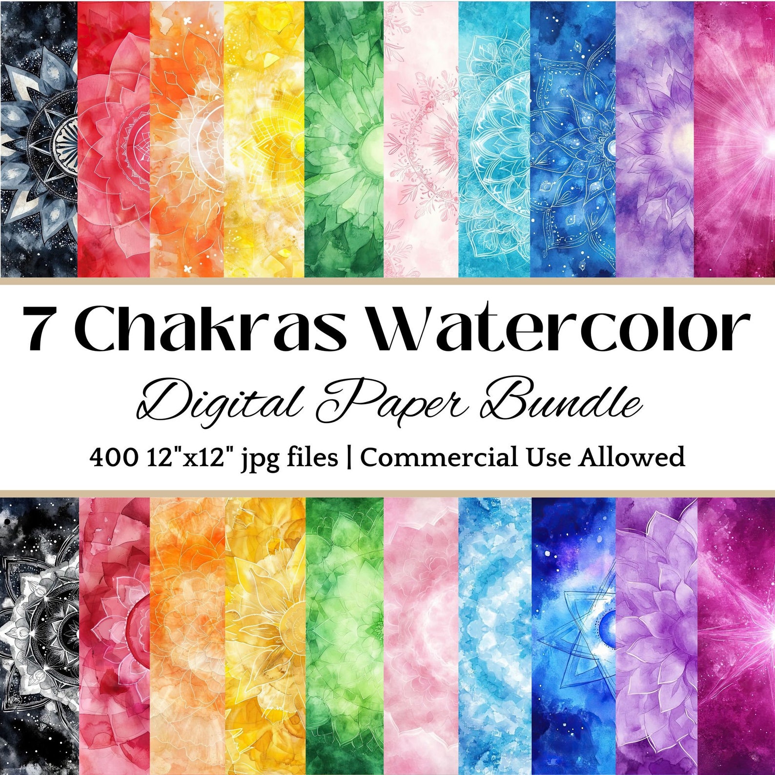 7 Chakras DIGITAL PAPER for Crafting Printable Chakra Scrapbook Paper ...