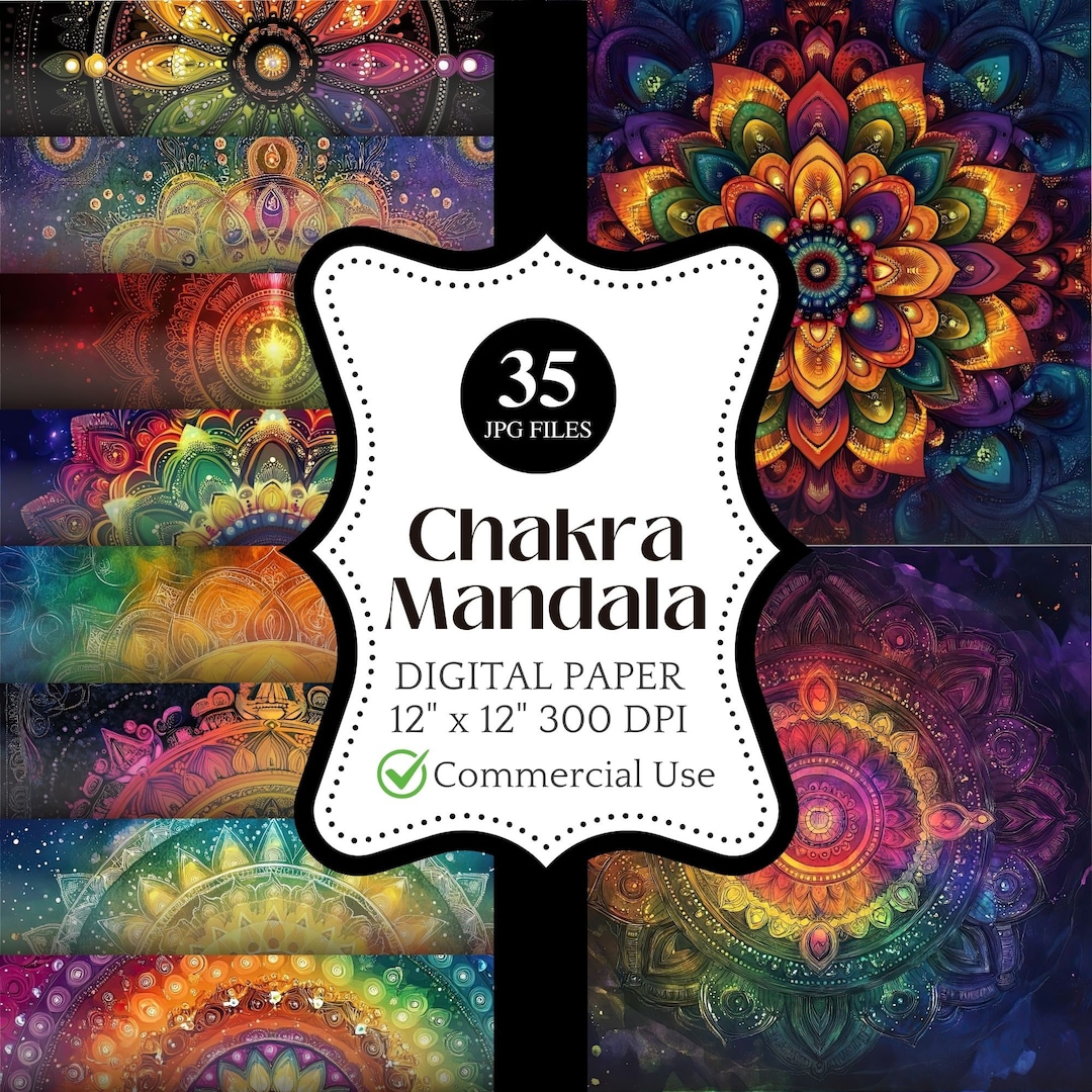7 Chakra Mandala DIGITAL PAPER for Energy Healer Printable Spiritual ...