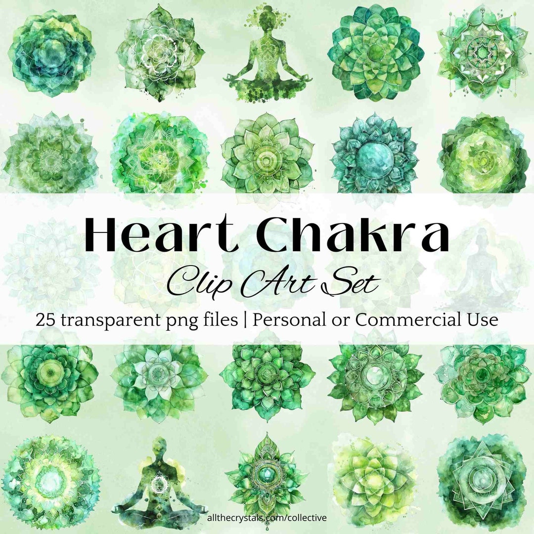 Heart Chakra Clipart PNG Set for Energy Healing, Self-love Journals ...