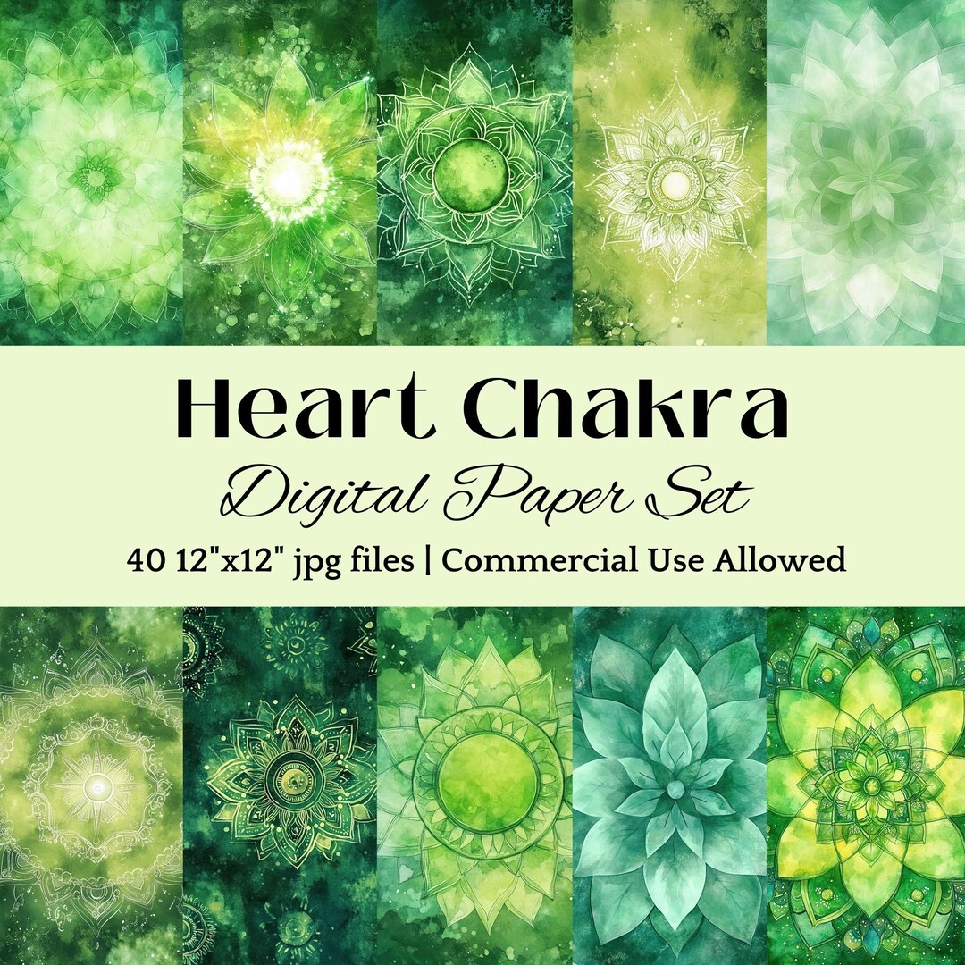 Heart Chakra DIGITAL PAPER for Anahata Healing Scrapbook Energy Healing ...