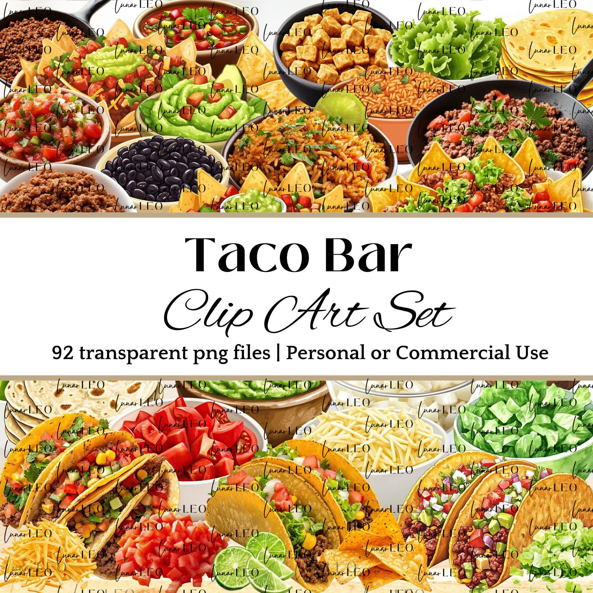 Taco Bar CLIP ART for Party Printable Taco Graphic for DIY Invitation ...