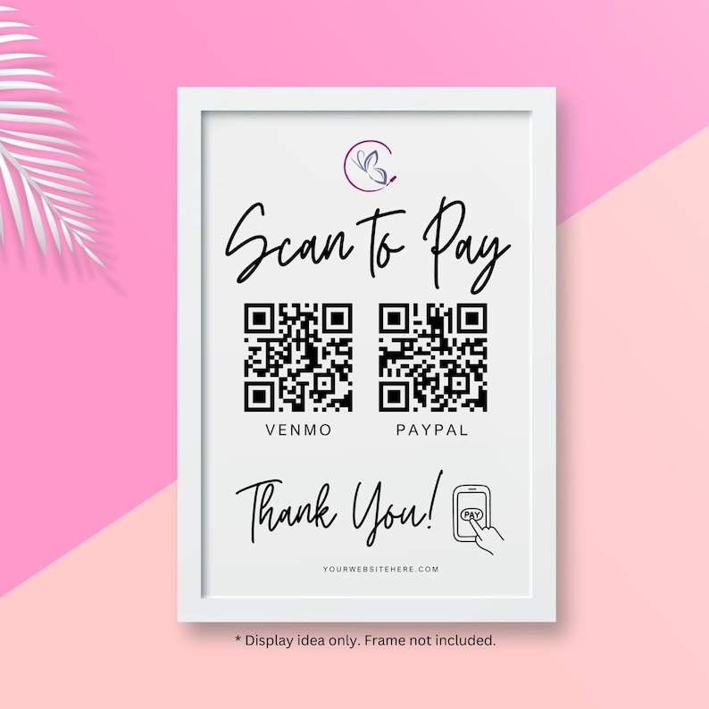 QR Code Payment CANVA TEMPLATE Scan to Pay Sign Venmo Paypal Digital Business Display Small ...