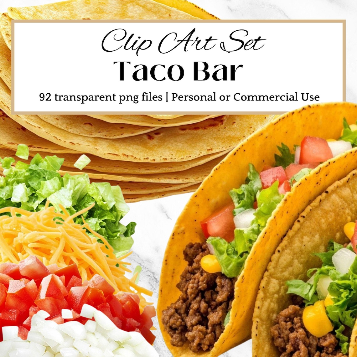 Taco CLIP ART Food Images for Taco Truck Branding Mexican Restaurant ...