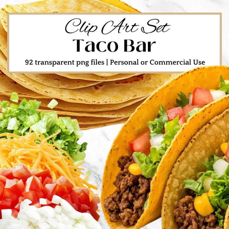 Taco CLIP ART Food Images for Taco Truck Branding Mexican Restaurant ...