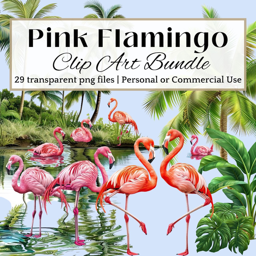 Pink Flamingo CLIP ART Tropical Flamingo Digital Download Flamingo ...