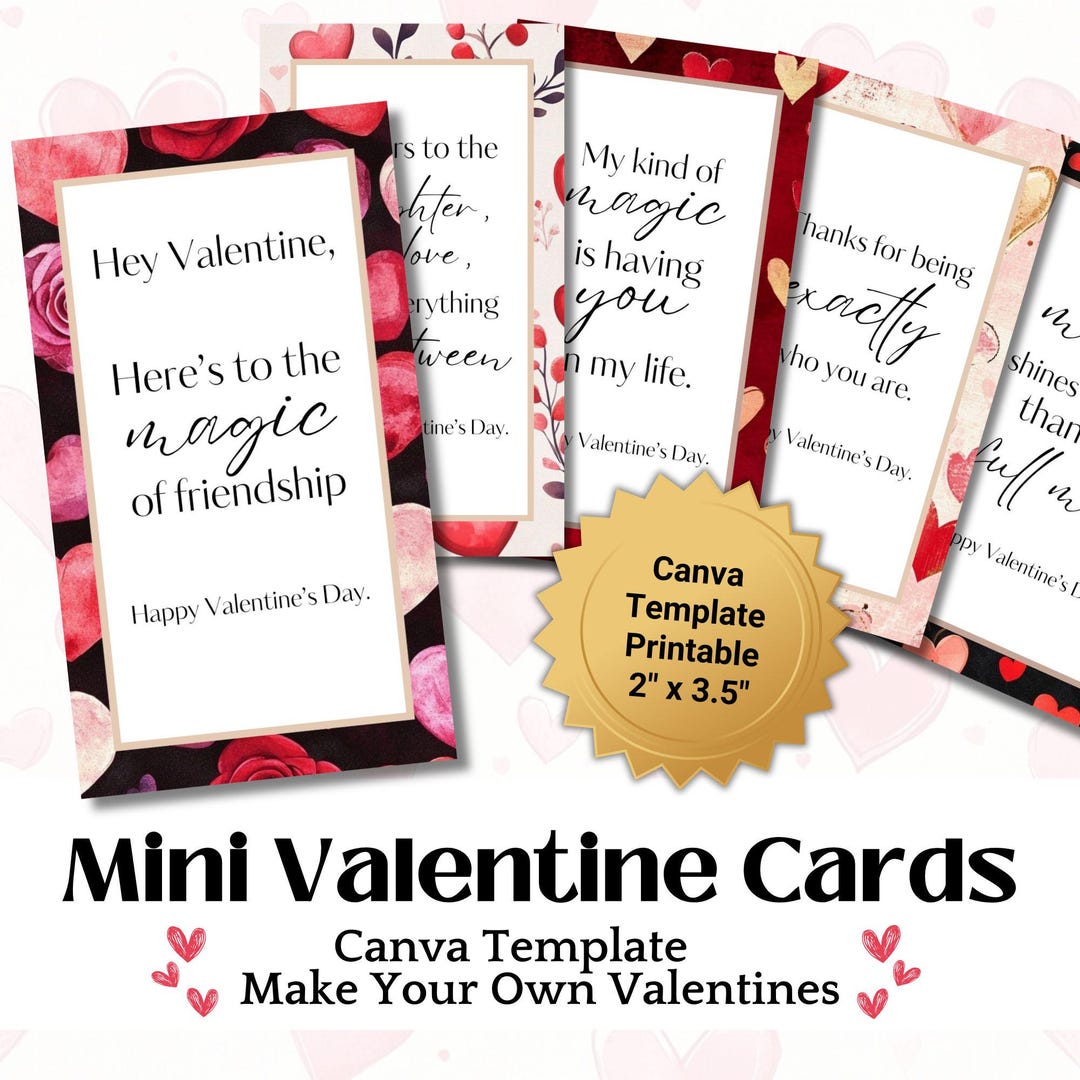 Mini Valentine Cards DIY Valentine Card Kit Make Your Own Valentine ...