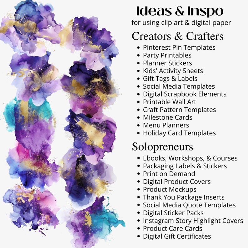 Watercolor Ink CLIP ART Commercial Use Color Splash for Logo Ink ...