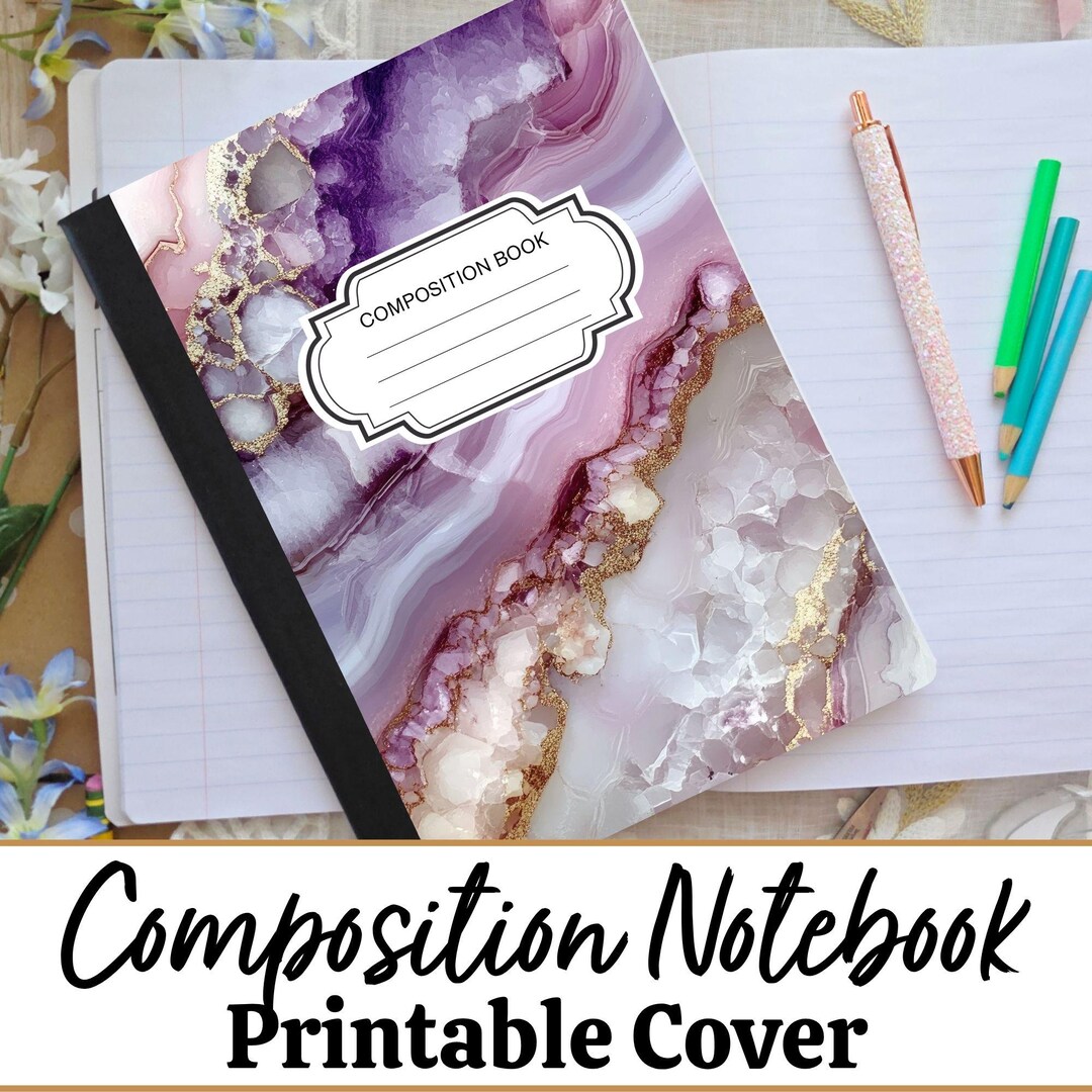 Pink Marble Background COMPOSITION NOTEBOOK COVER Alcohol Ink Crystal ...