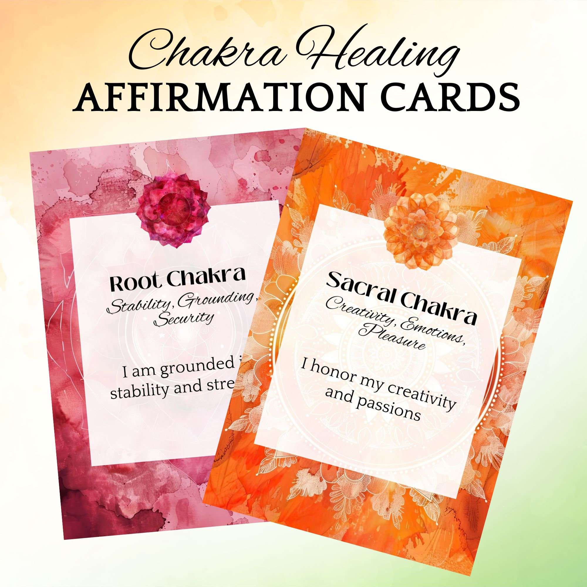 Chakra Healing Affirmation Card Printable Customizable Deck for ...
