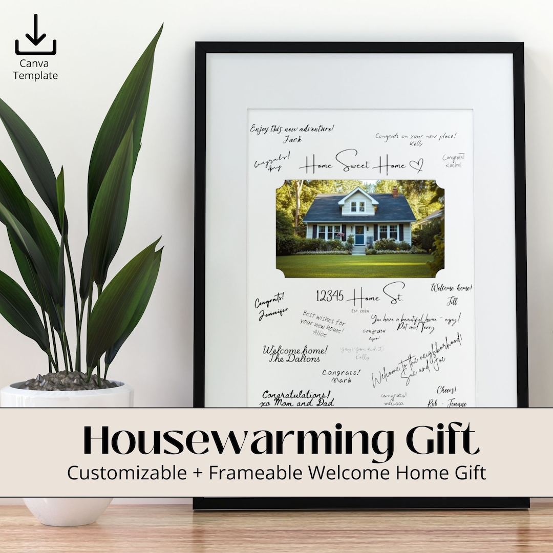 Editable Housewarming Gift Sign CANVA TEMPLATE Printable Home Sweet ...