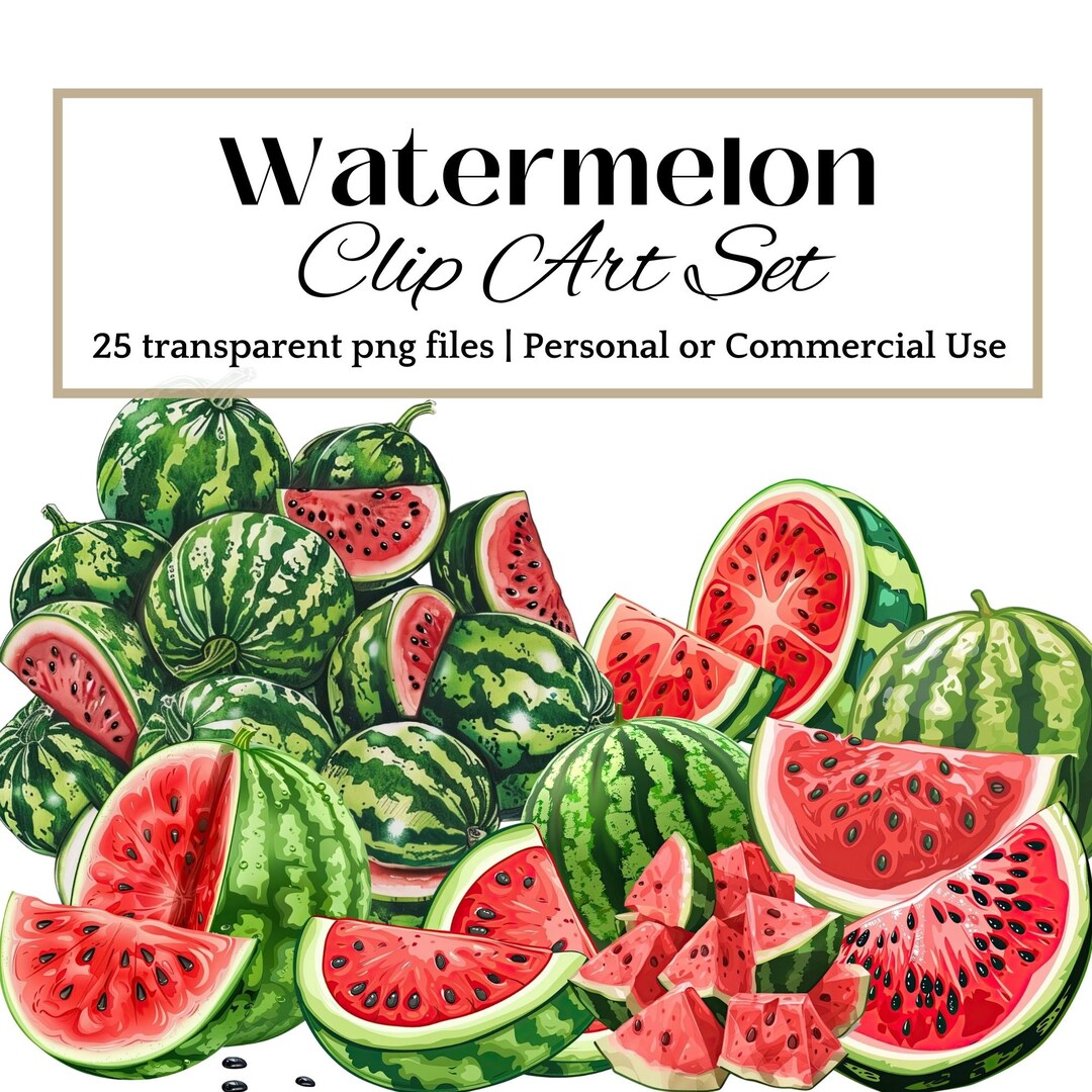Watermelon CLIPART Fruit Clipart for BBQ or Pool Party Invite Picnic ...