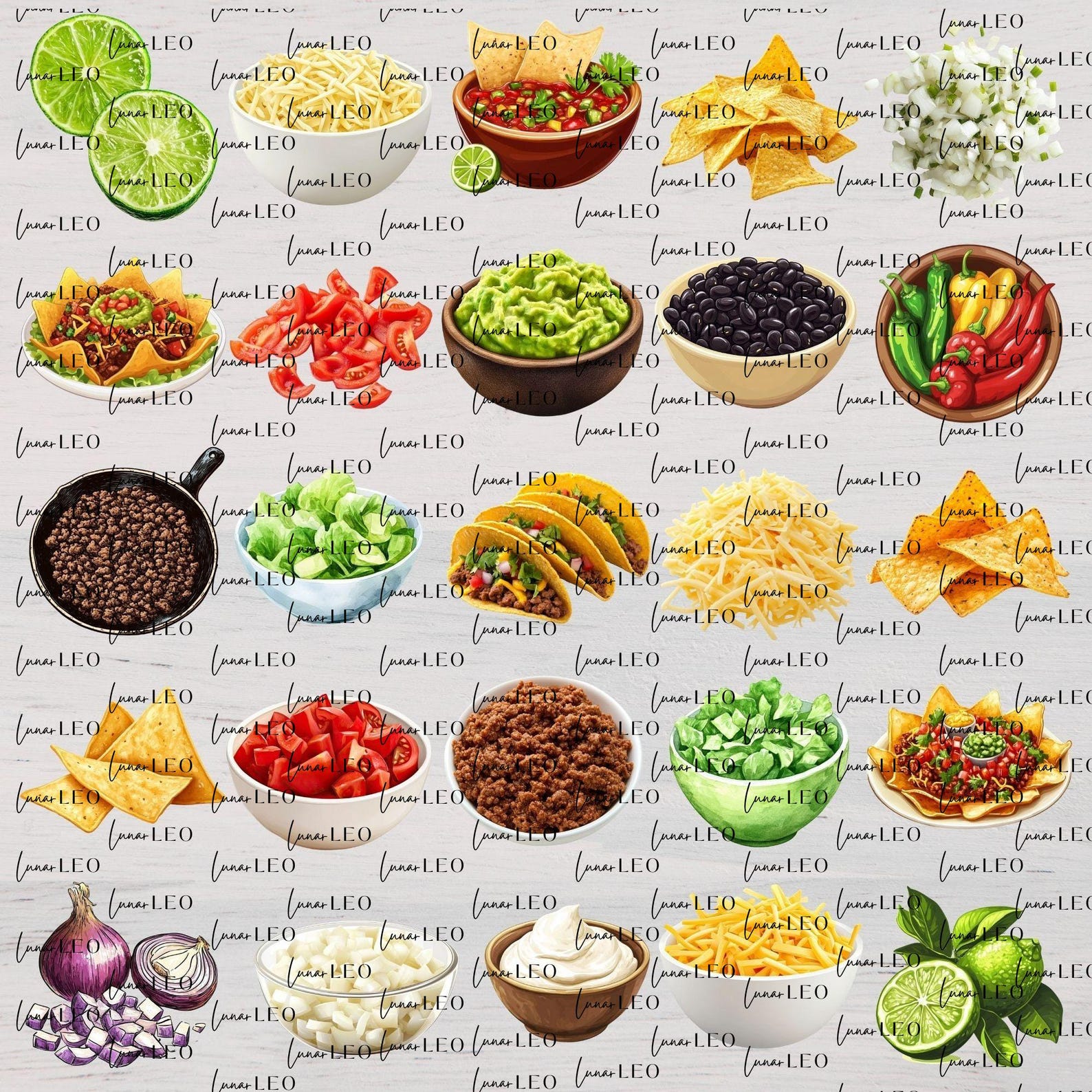 Taco Bar CLIP ART for Party Printable Taco Graphic for DIY Invitation ...