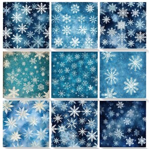 Blue Snowflake DIGITAL PAPER for Winter Scrapbooking Holiday Card ...