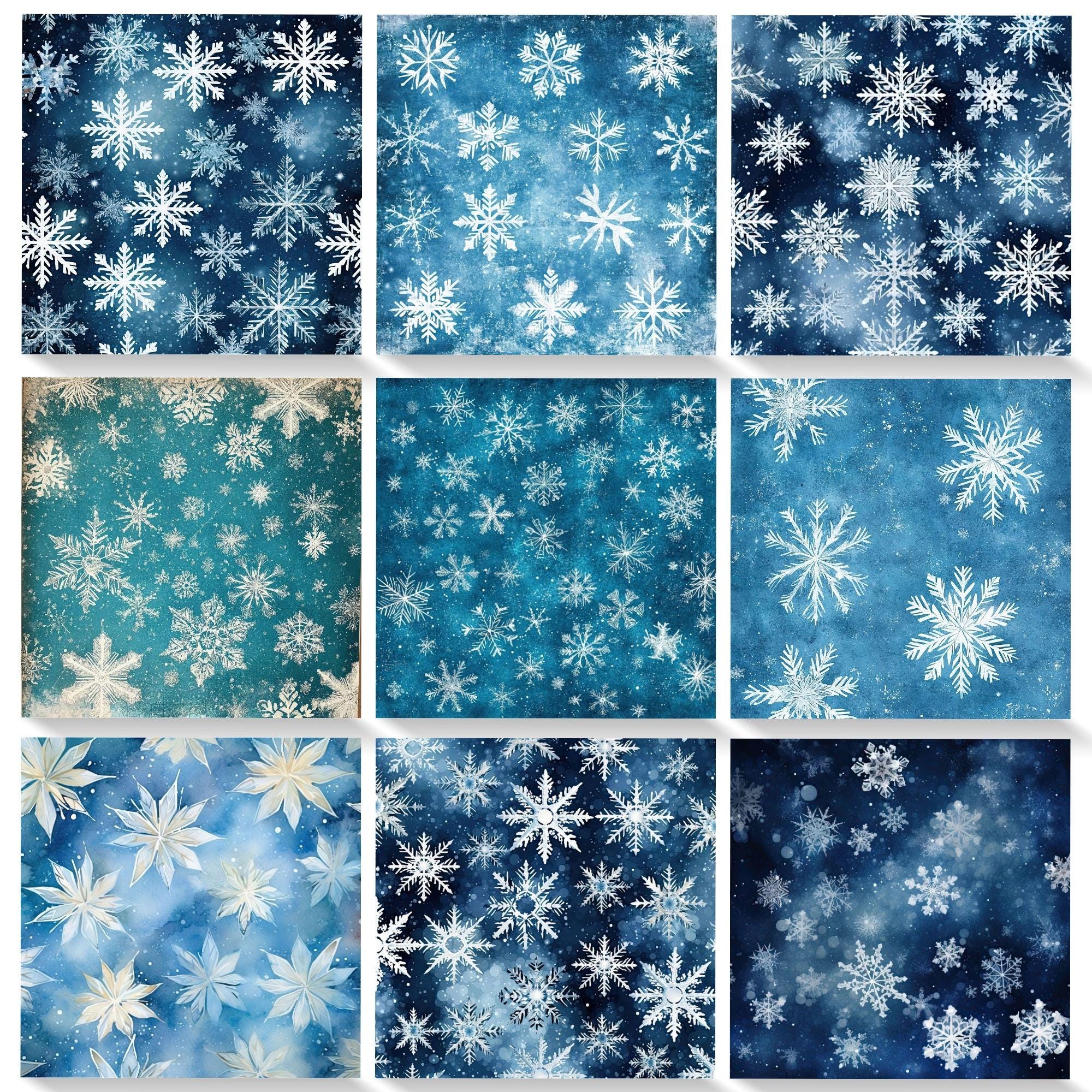 Blue Snowflake DIGITAL PAPER for Winter Scrapbooking Holiday Card ...