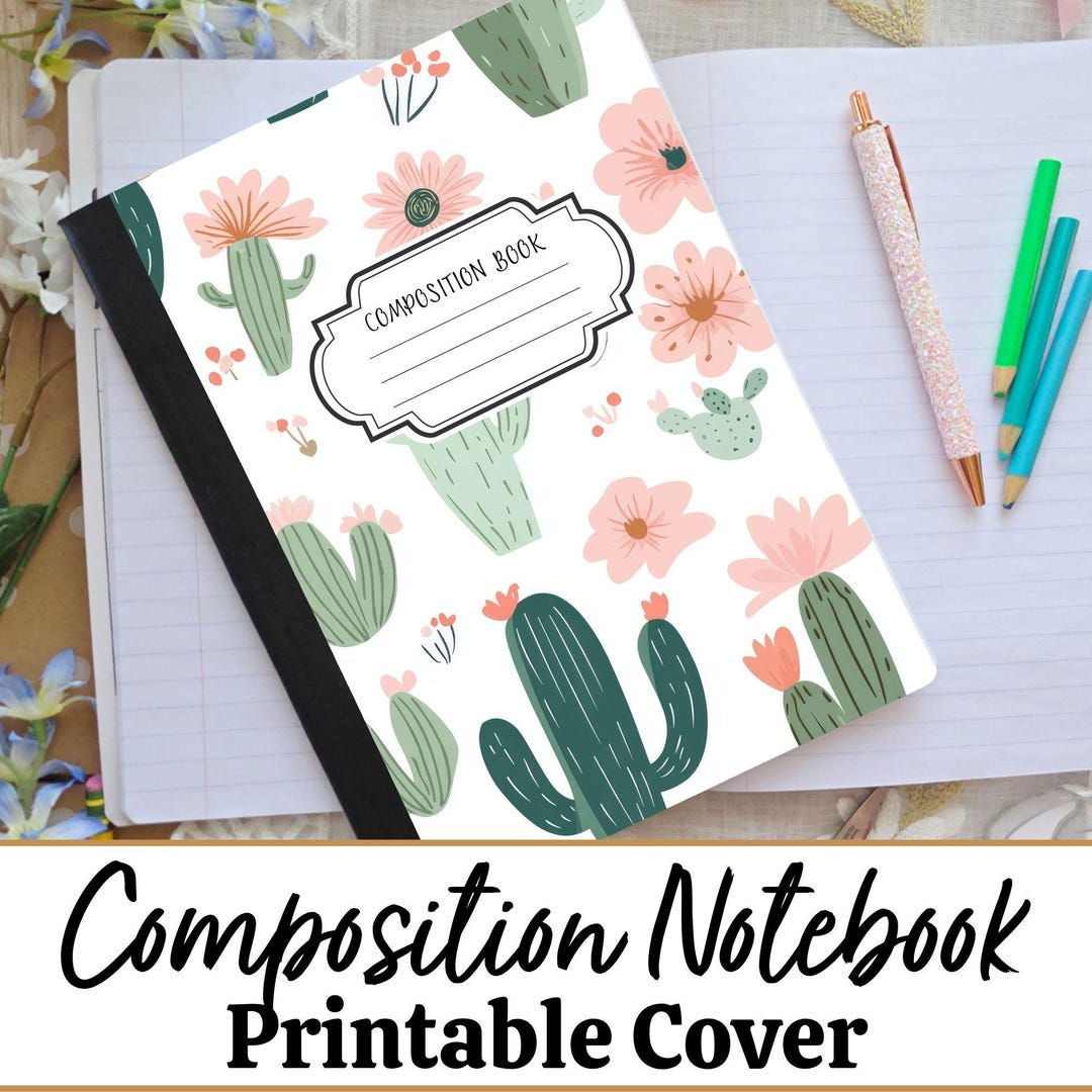 COMPOSITION NOTEBOOK COVER Cactus Png Southwest Printable Pastel Desert ...