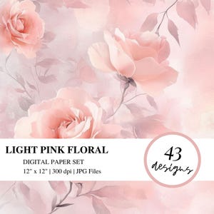 Pink Floral DIGITAL PAPER Soft Romantic Background Blush Scrapbook ...