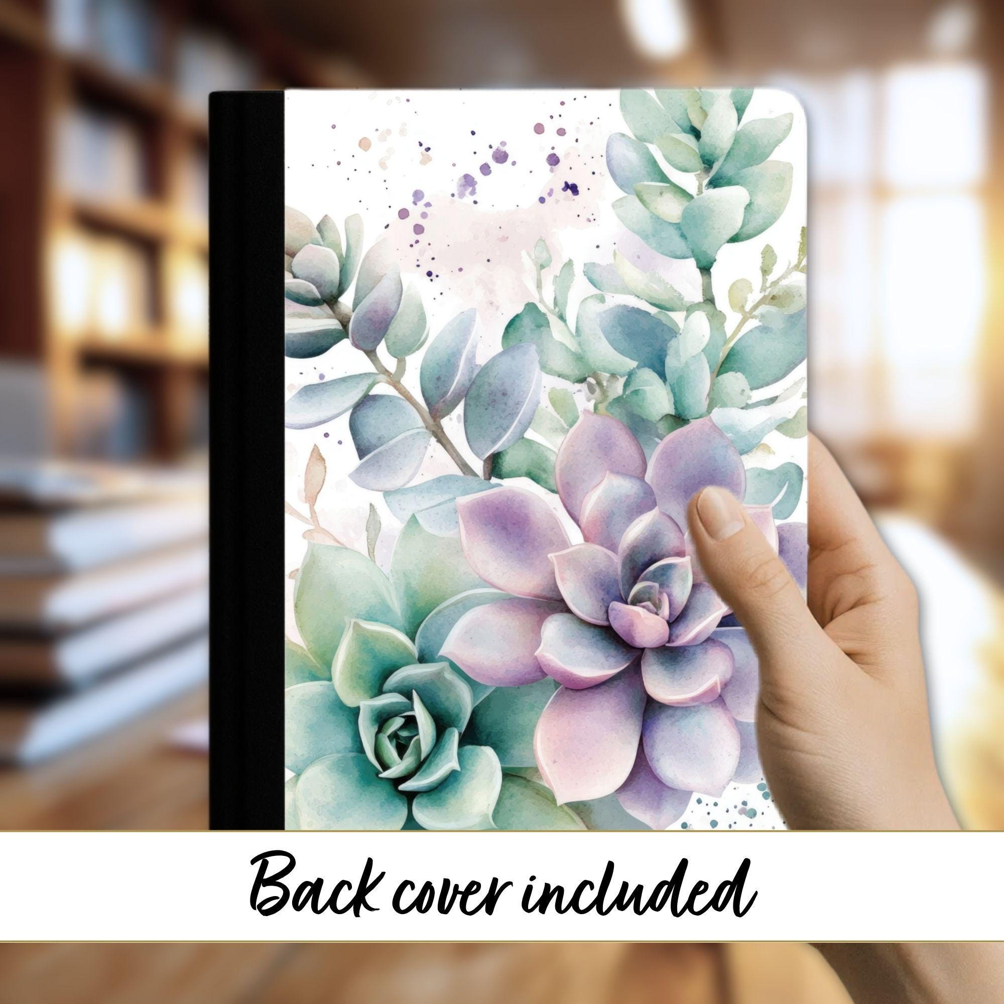 COMPOSITION NOTEBOOK COVER Watercolor Succulents Png Set of 6 Printable ...