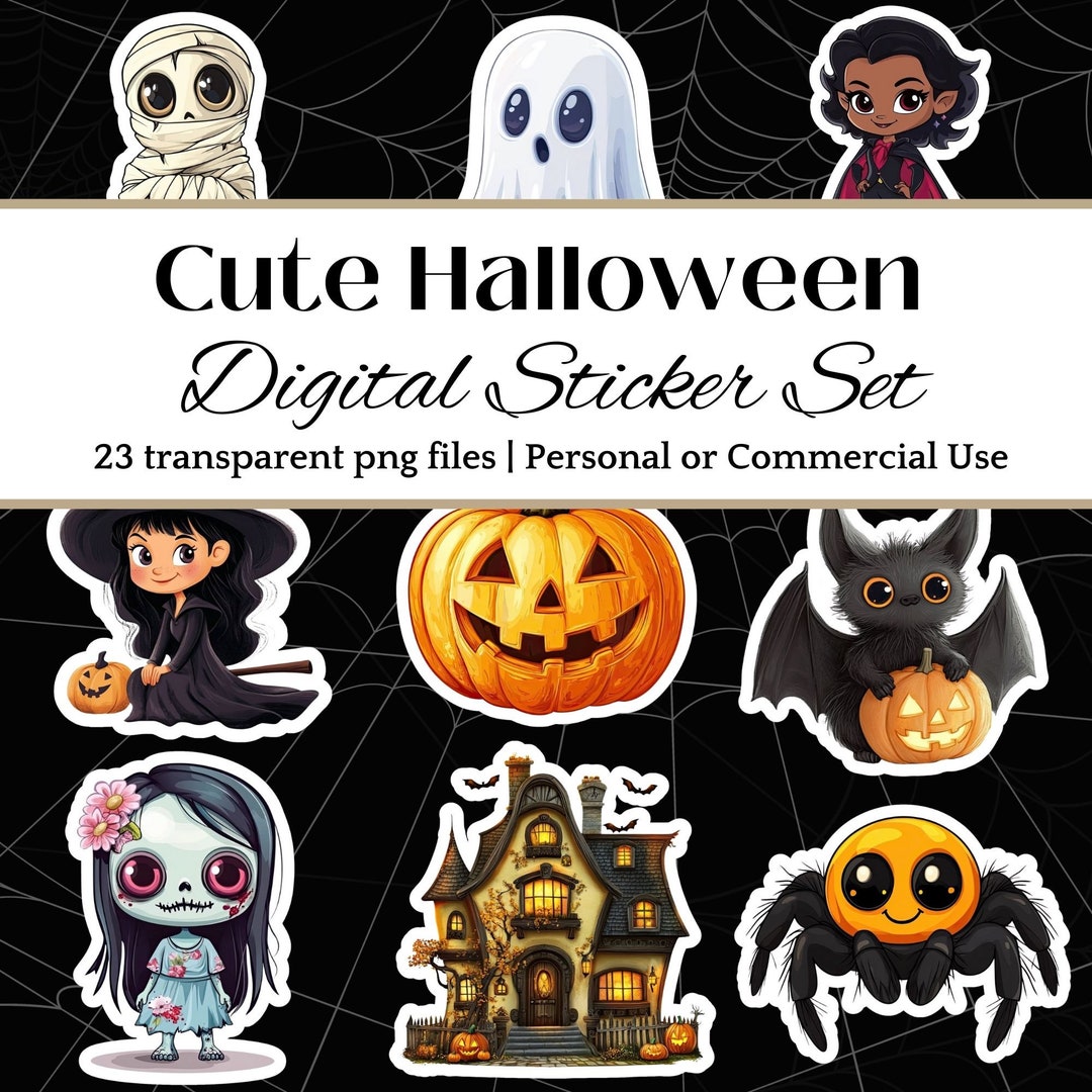 Cute Halloween DIGITAL STICKERS for Planners and Bullet Journals ...