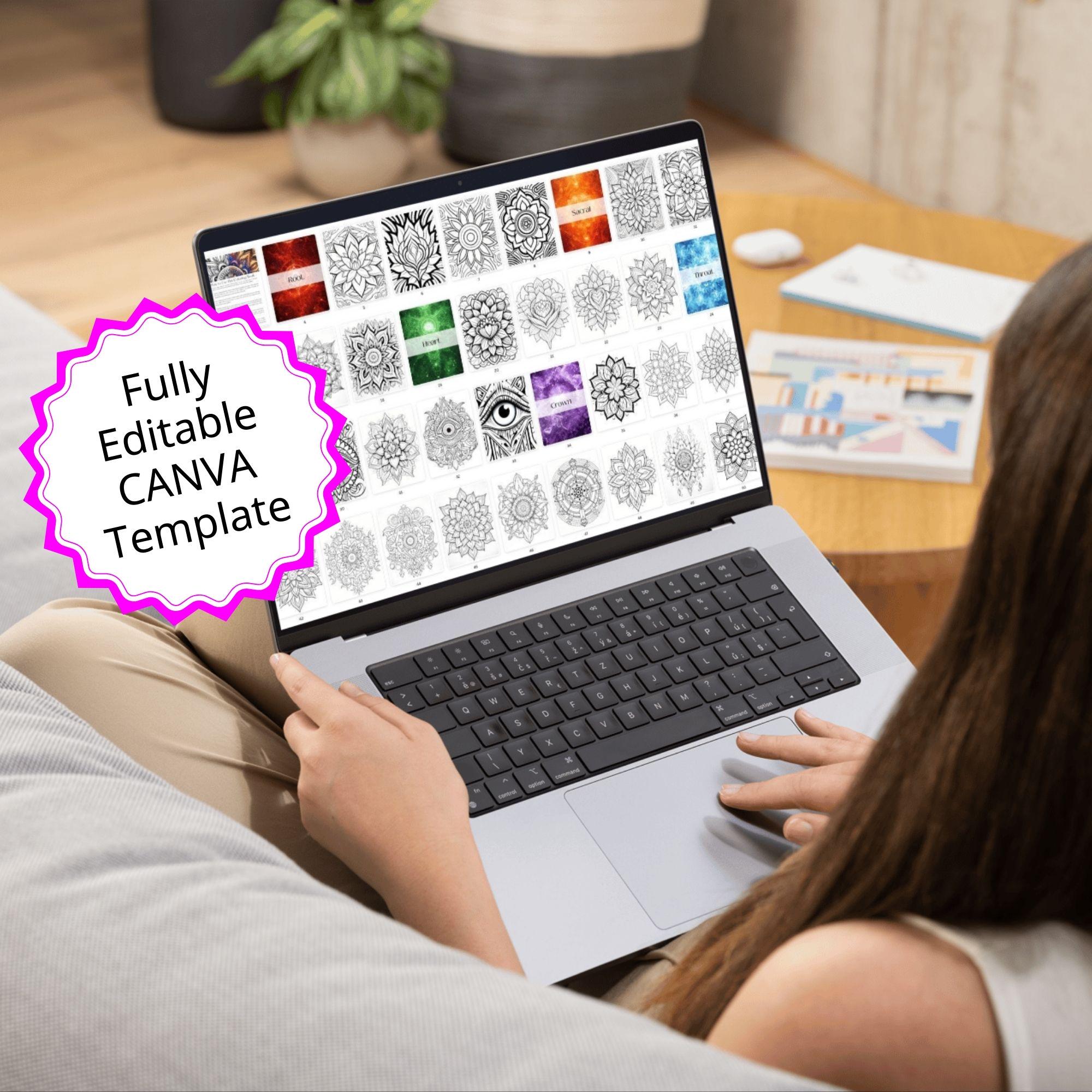 Chakra Coloring Book CANVA TEMPLATE Chakra Healing Coloring Page for ...