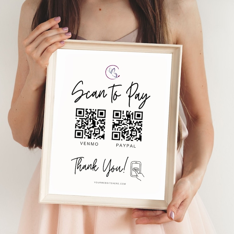 QR Code Payment CANVA TEMPLATE Scan to Pay Sign Venmo Paypal Digital ...