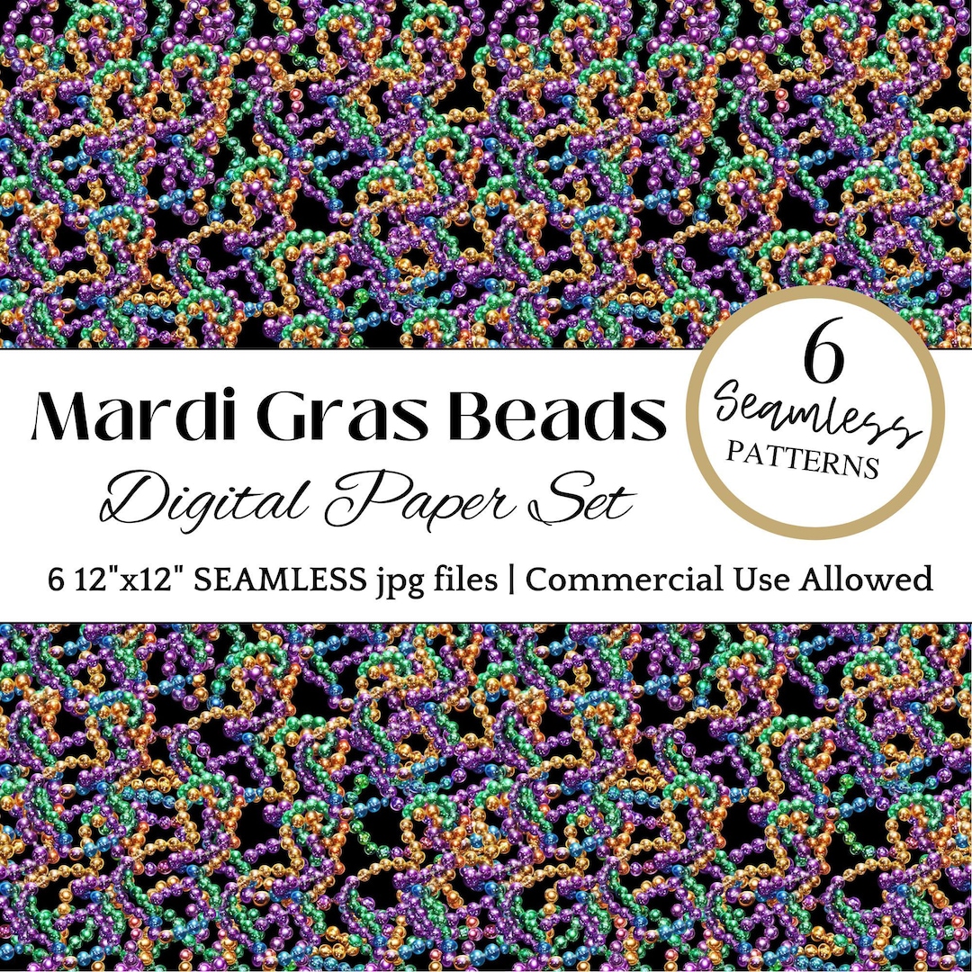 Mardi Gras Beads DIGITAL PAPER SEAMLESS Mardi Gras Printable Carnival ...