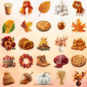 Fall CLIP ART SET Autumn Leaves & Pumpkin Clipart Harvest Season ...